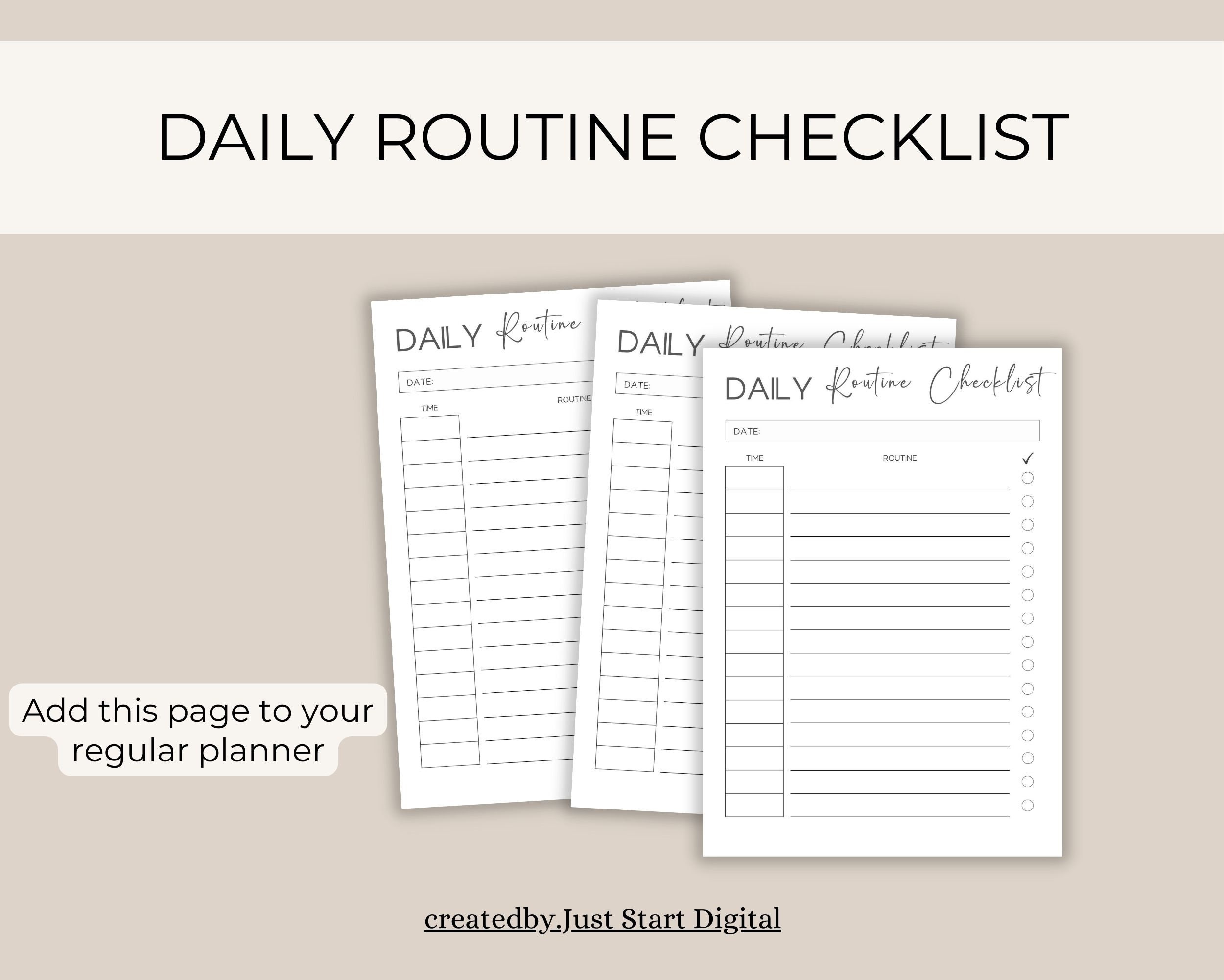 Daily Routine Checklist Planner Printable Digital Adhd Routine Daily ...