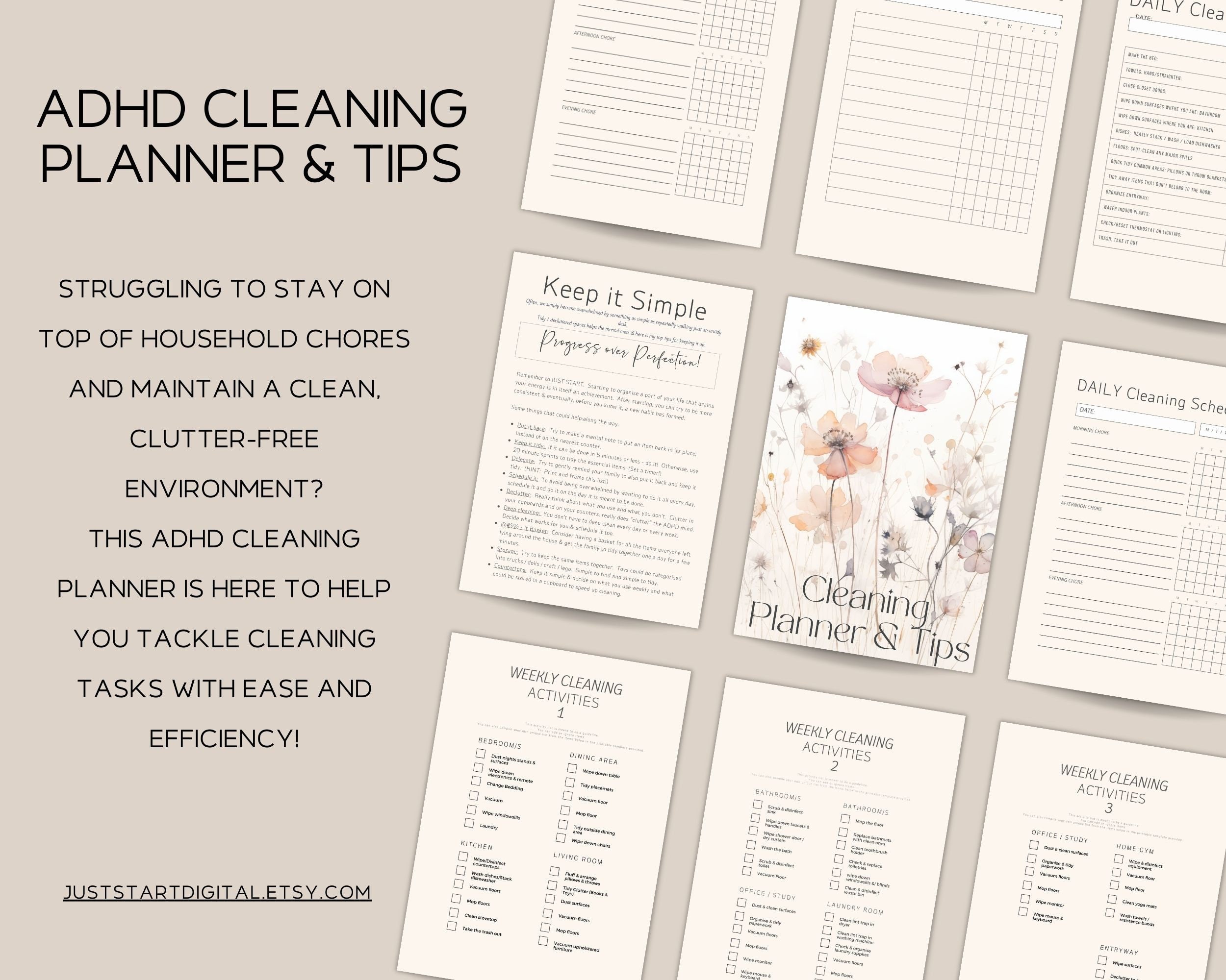 ADHD Cleaning Checklist and Schedule With Top ADHD Cleaning Tips for ...