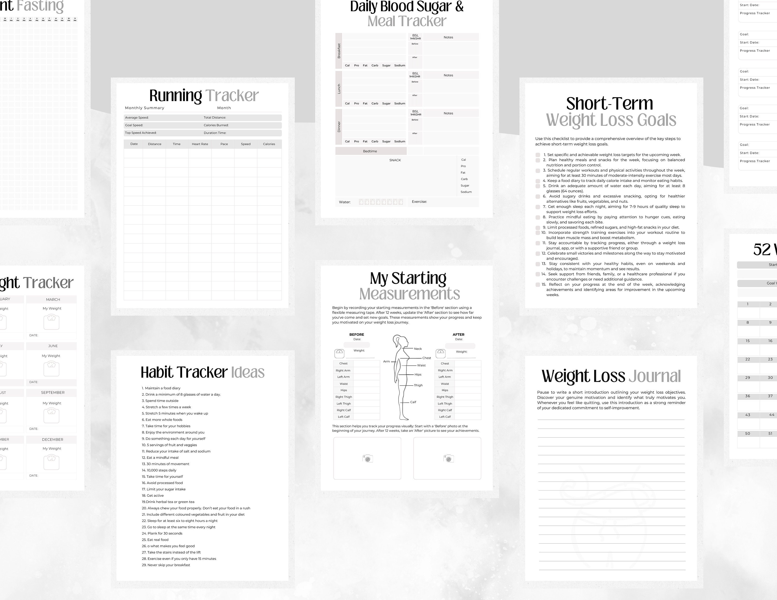 Weight Loss Planner for KDP Interior Printable Journal and Editable ...