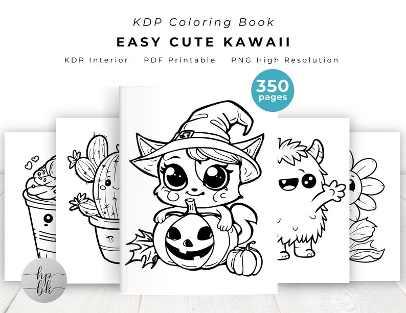 Easy Cute Kawaii Coloring Pages for Kids Printable for KDP Interior ...