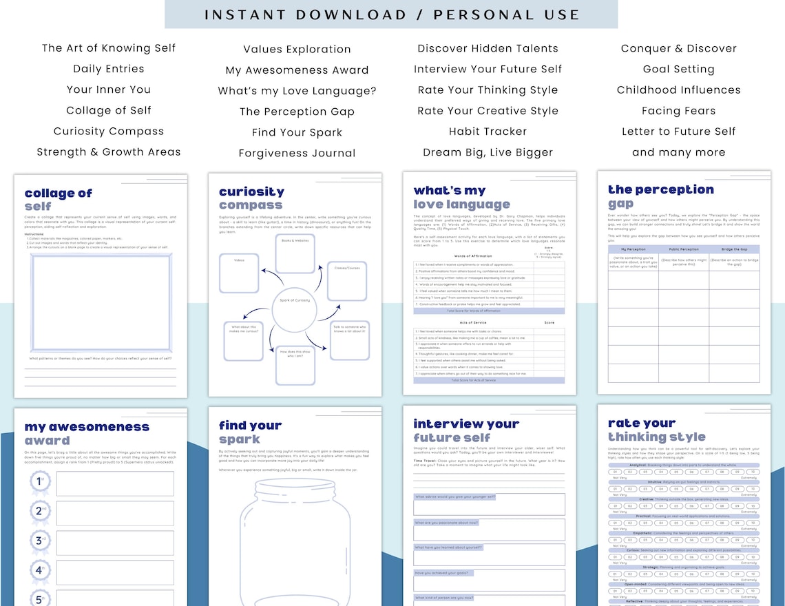 Discover True Self Journal for Personal Use | PDF Printable and Digital ...