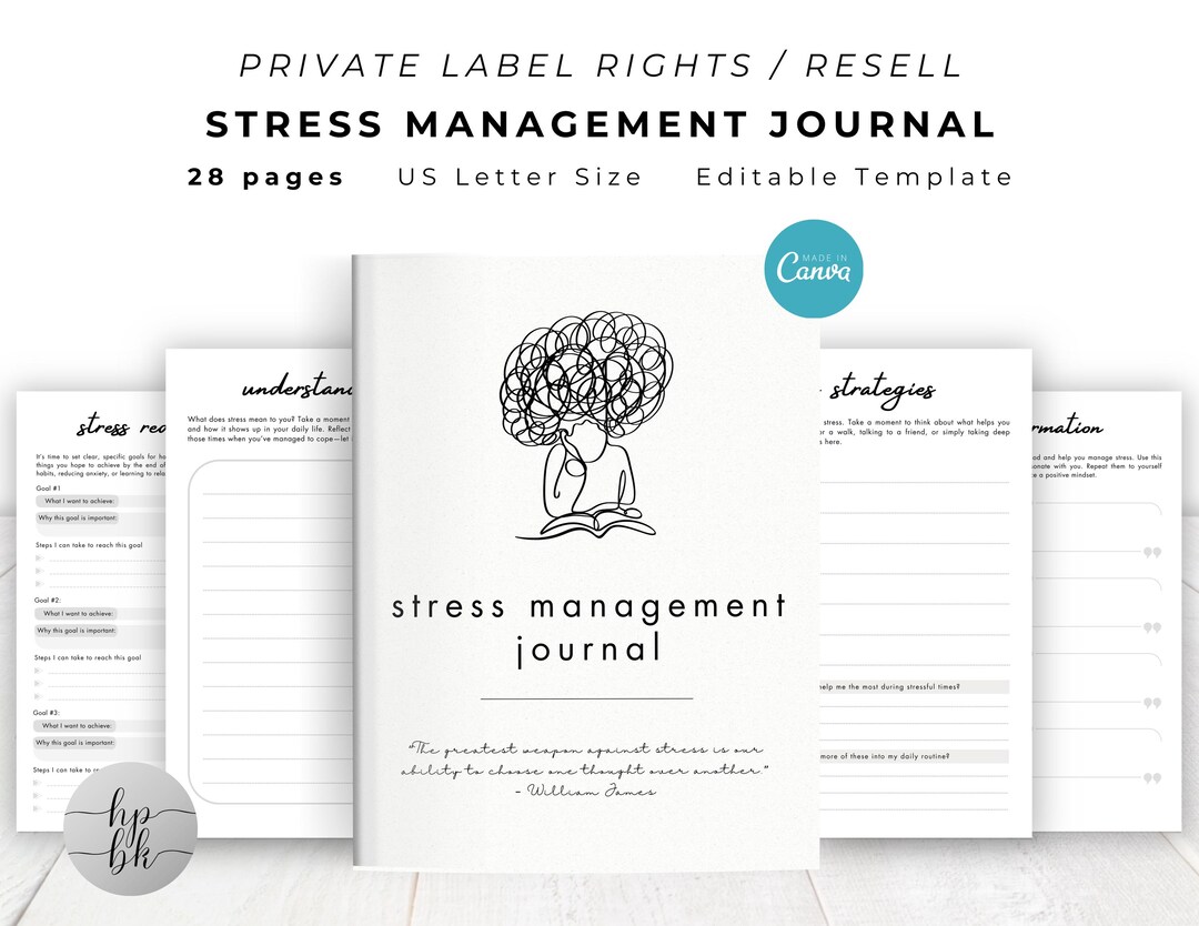 PLR / Resell Stress Management Journal for Commercial Use, Printable ...