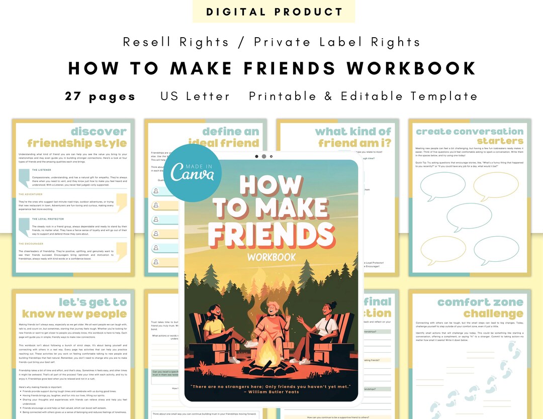 PLR / Resell How to Make Friends Workbook, Printable and Editable ...