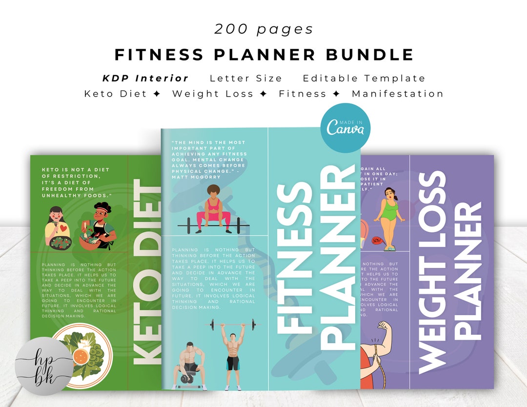 2024 Fitness Planner Bundle Editable for KDP Template, Weight Loss ...