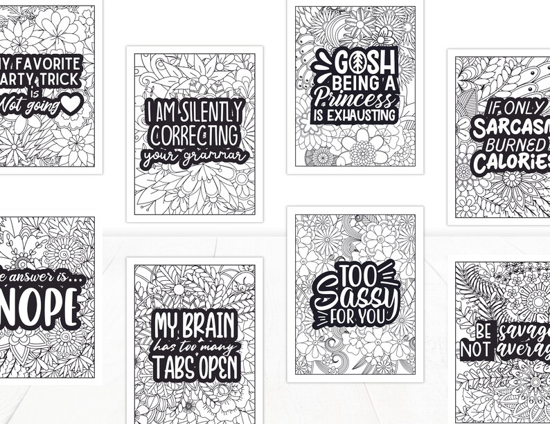 Sassy Quotes Coloring Book for Adult Printable for KDP Interior, Girl ...