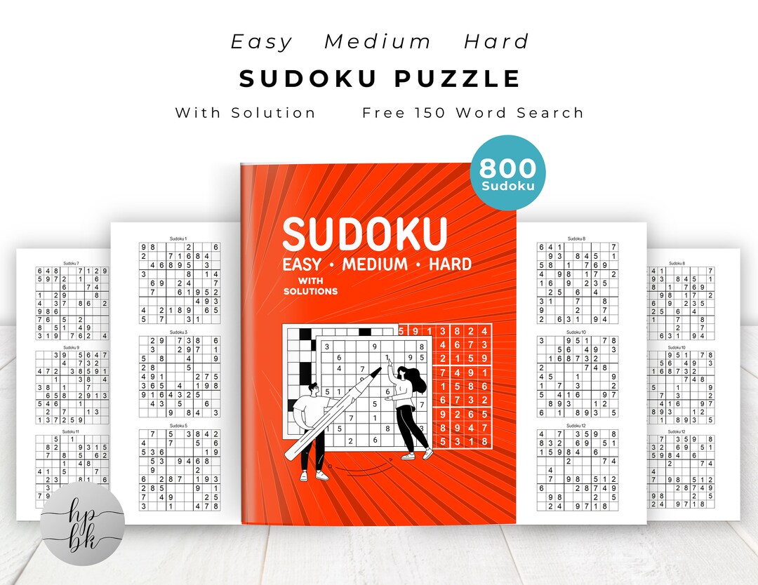 800+ Sudoku Printable Puzzle Book Activity Game Bundle With Solution ...