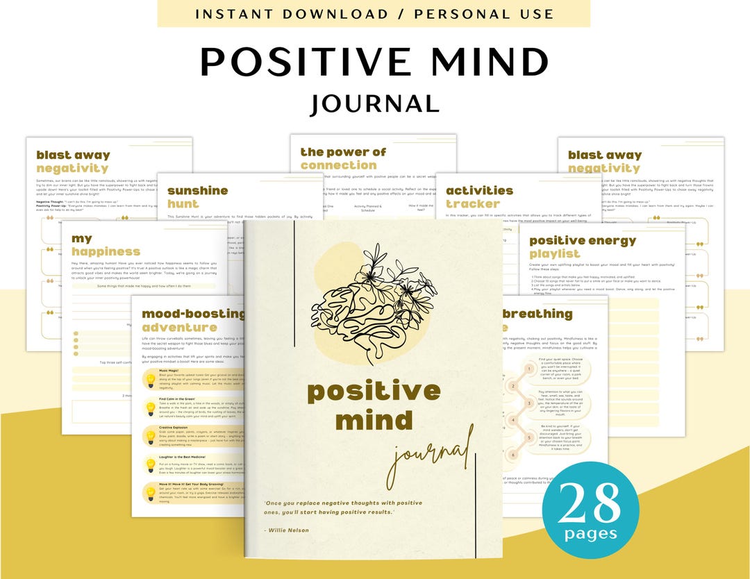 Positive Mind Journal for Personal Use | PDF Printable and Digital Use ...