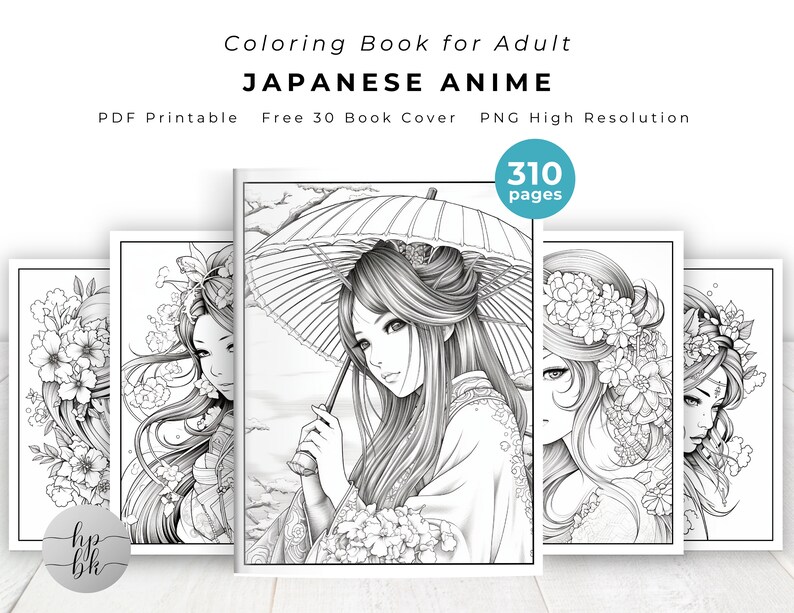 Japanese Anime Coloring Book for Adult KDP INTERIOR, Manga Printable ...