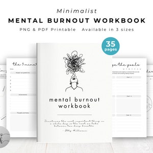 Mental Burnout Workbook Printable Minimalist, Wellness Journal, Coping ...