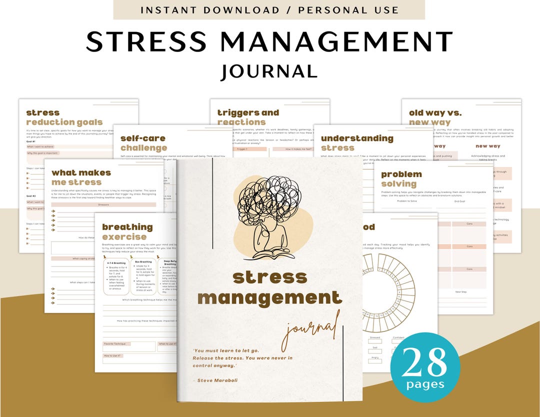 Stress Management Journal for Personal Use | PDF Printable and Digital ...