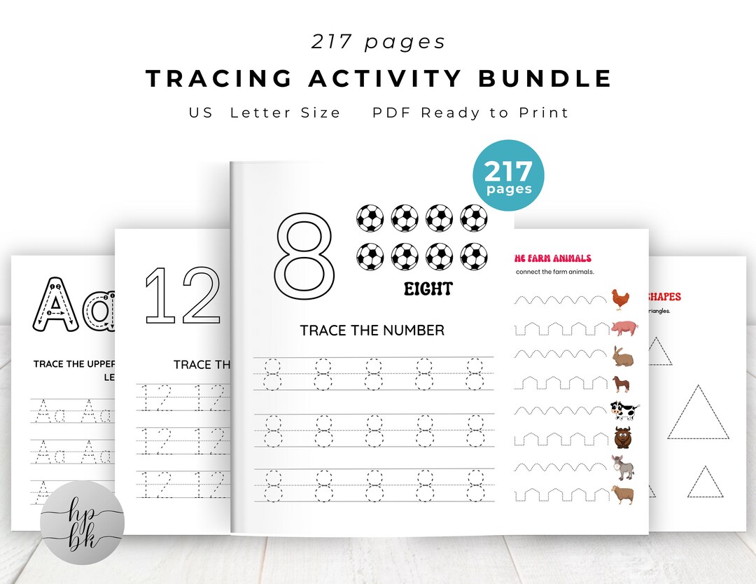 Tracing Activity Worksheet Bundle for Kids, Toddlers, Preschool ...