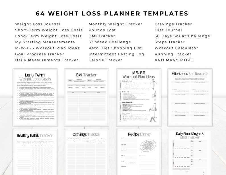 Weight Loss Planner for KDP Interior Printable Journal and Editable ...
