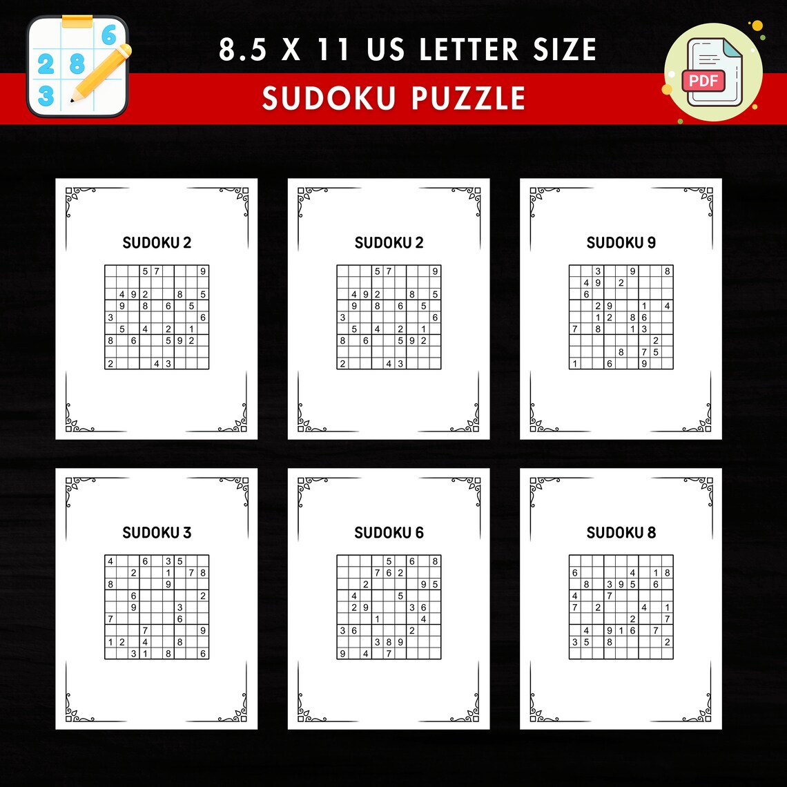 800 Sudoku Printable Puzzle Book Activity Game Bundle With Solution ...