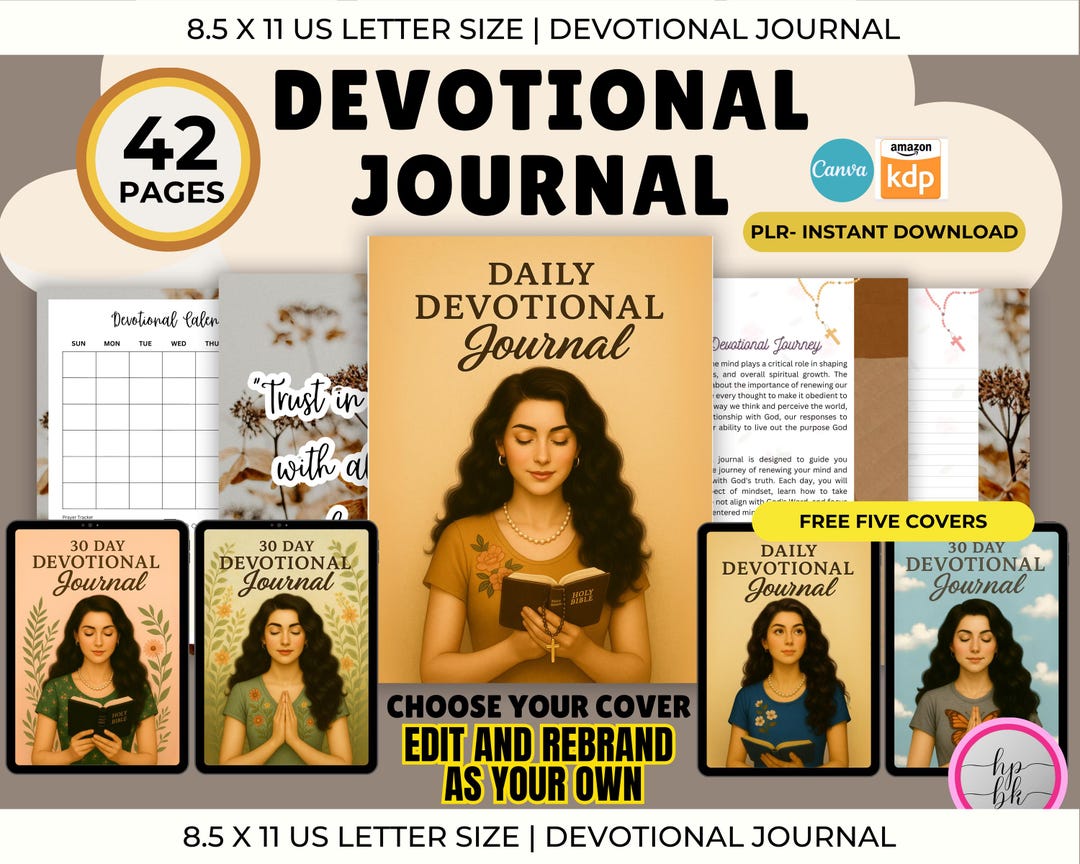 PLR / Resell 30-day Devotional Journal, Printable Canva Editable ...