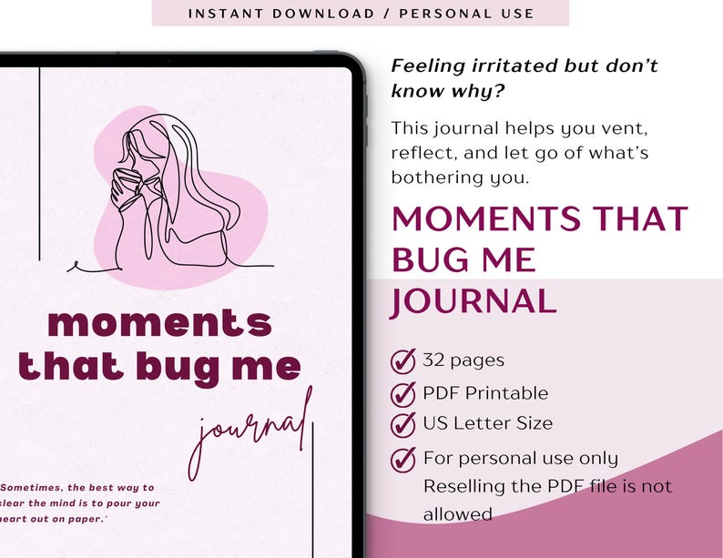 Moments That Bug Me Journal for Personal Use | PDF Printable and ...