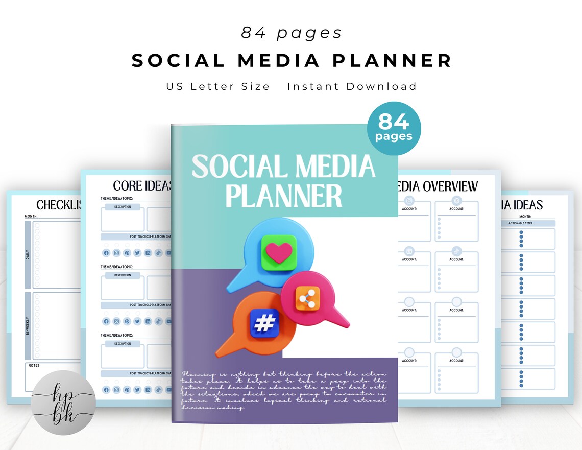 Social Media Planner Printable, Social Media Manager Creative Planner ...
