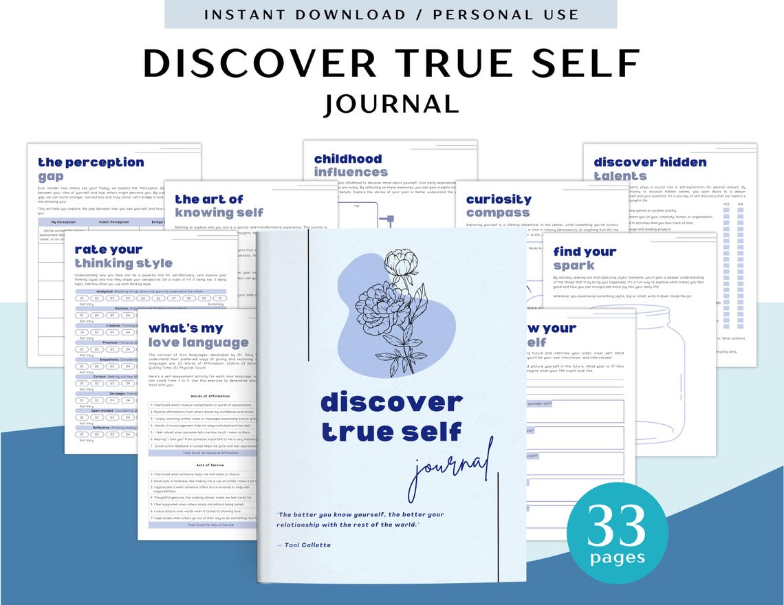 Discover True Self Journal for Personal Use | PDF Printable and Digital ...