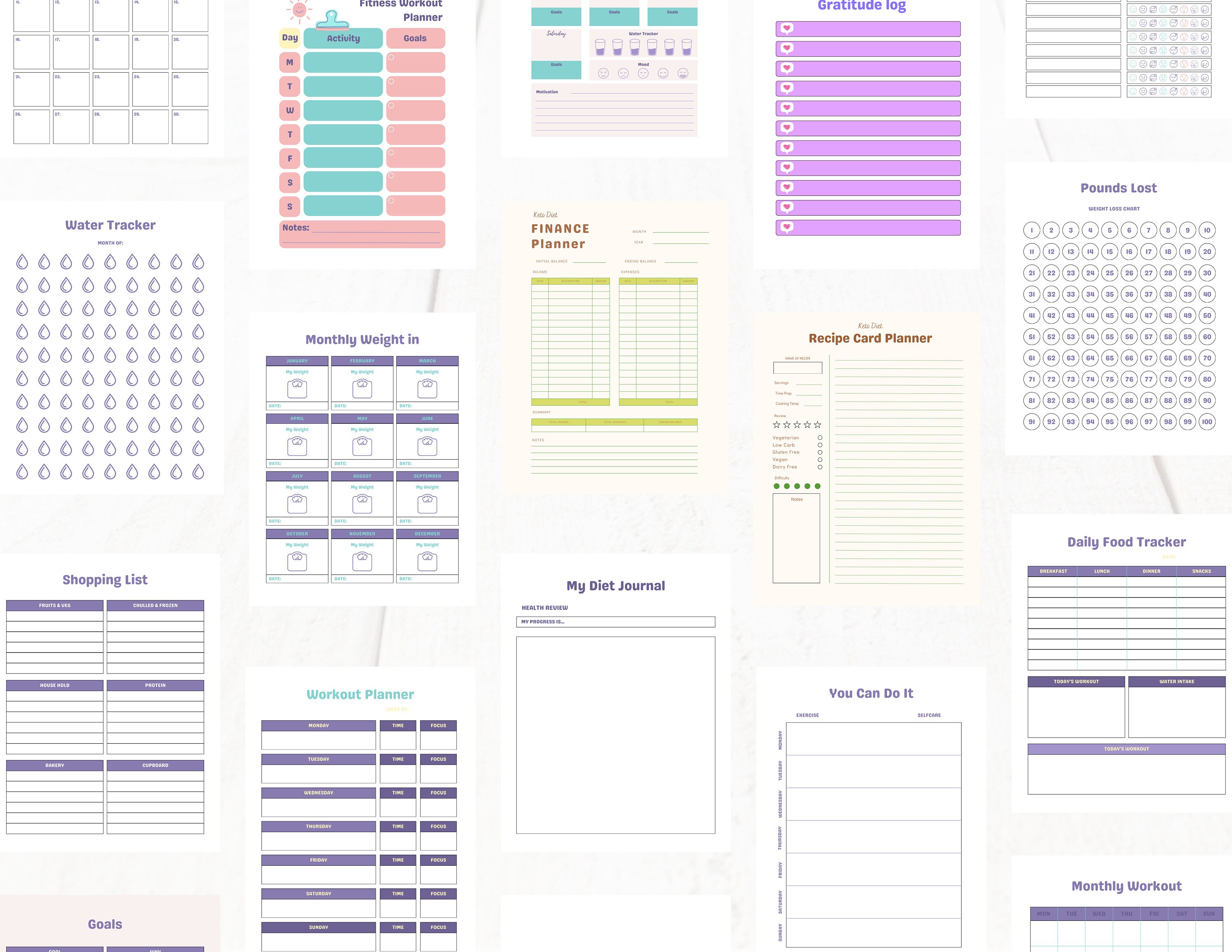 2024 Fitness Planner Bundle Editable for KDP Template, Weight Loss ...