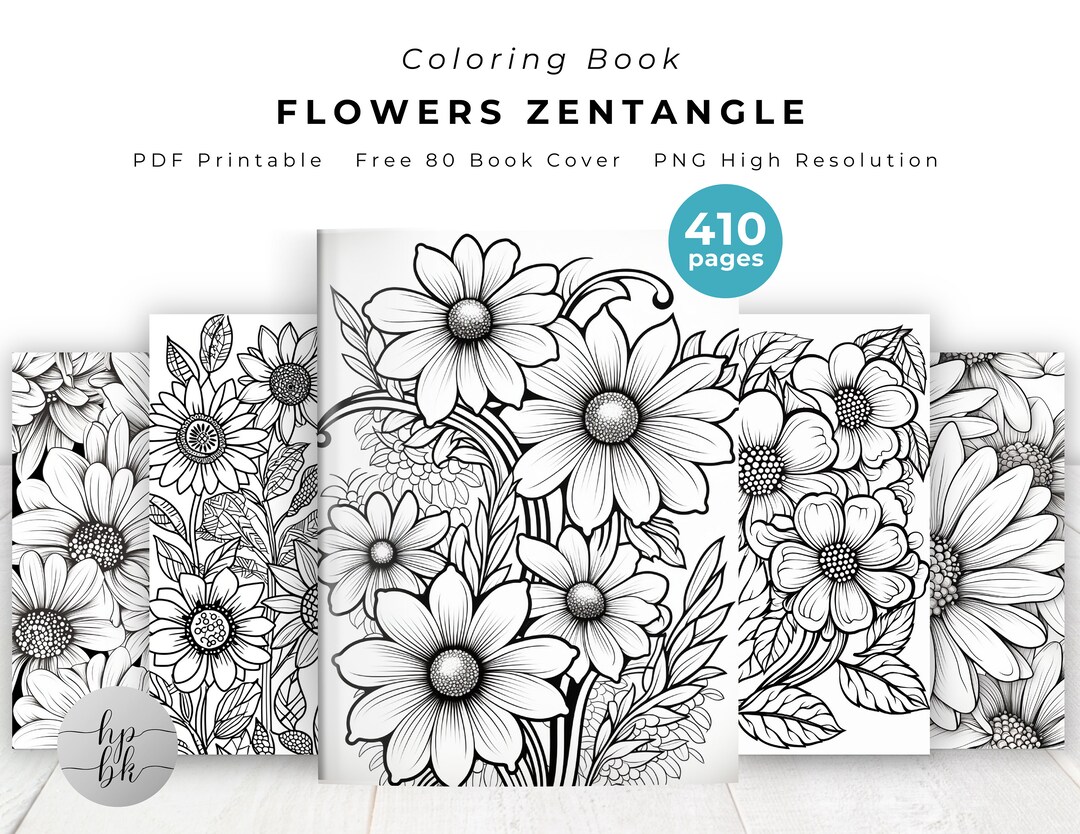 Flowers Zentangle Coloring Book Bundle Printable for KDP Interior ...