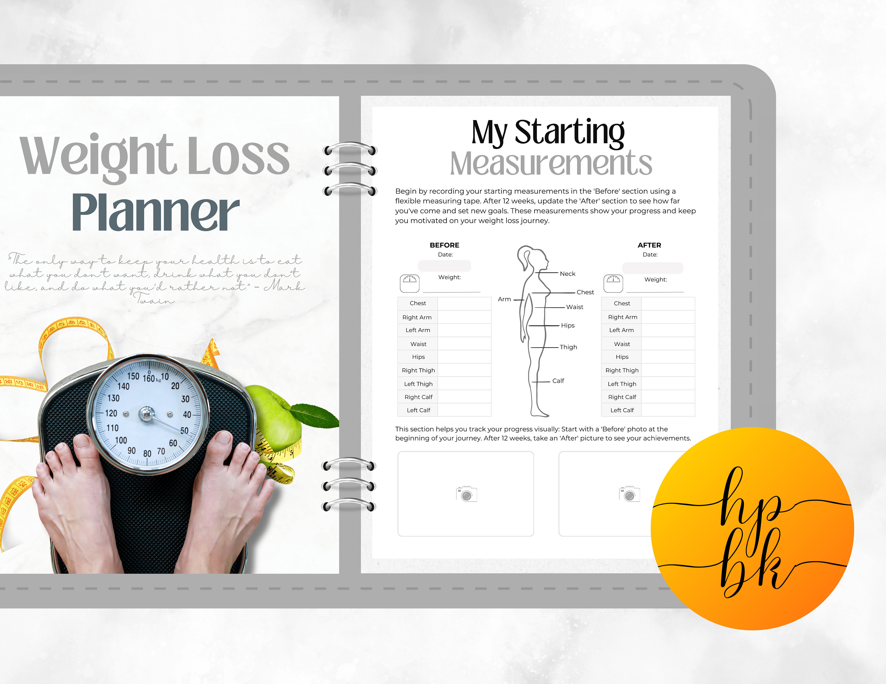 Weight Loss Planner for KDP Interior Printable Journal and Editable ...