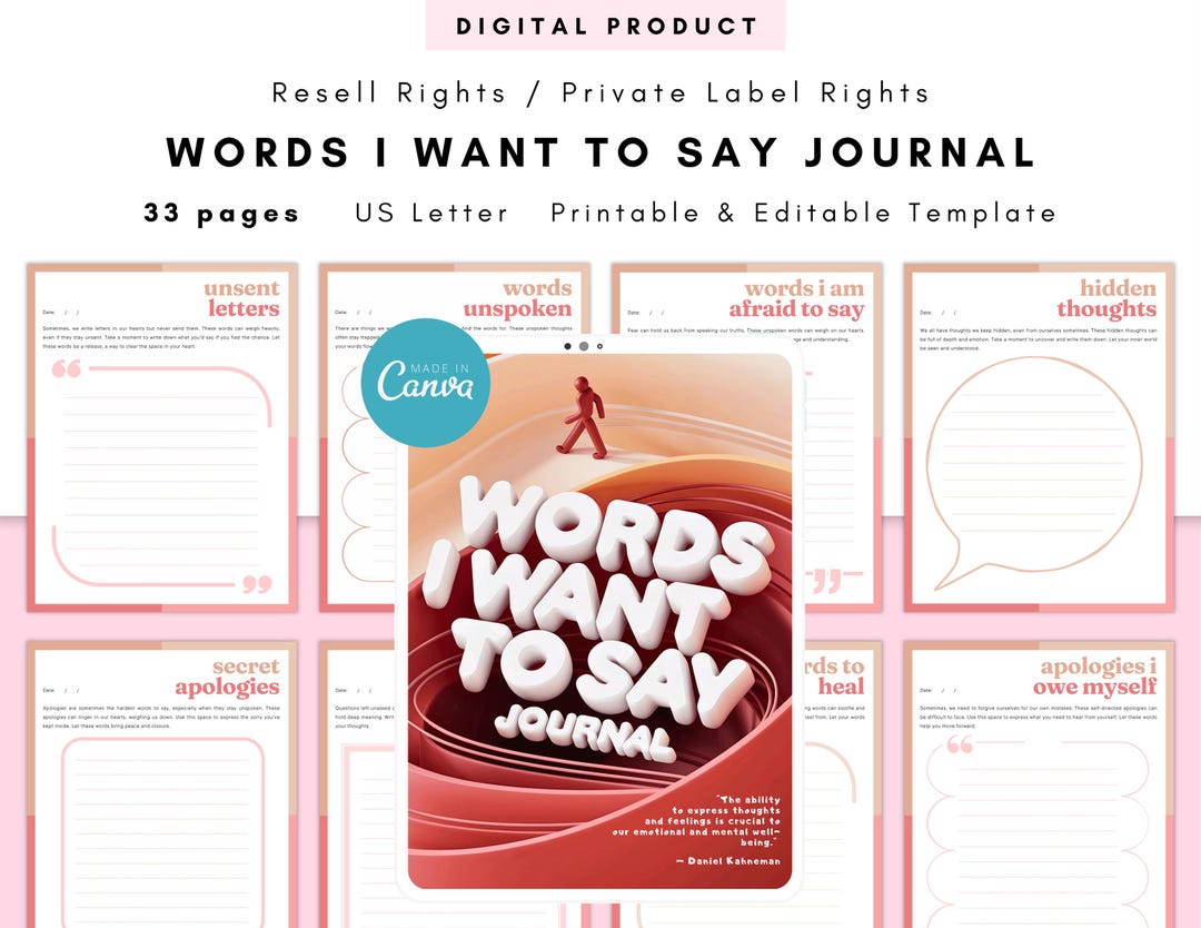 Buy PLR / Resell Words I Want to Say Journal, Printable and Editable ...