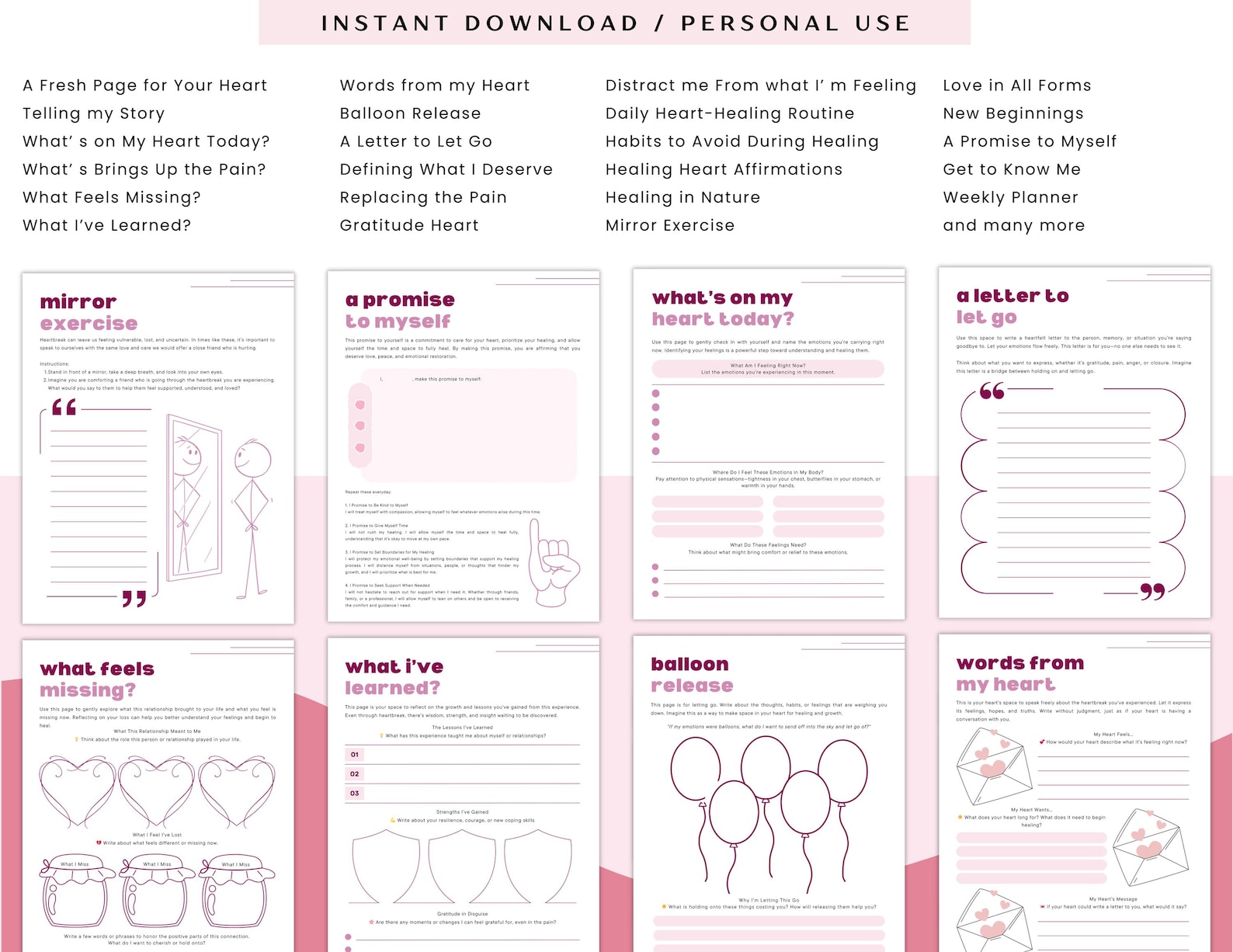 Heal From Heartbreak Workbook for Personal Use | PDF Printable and ...