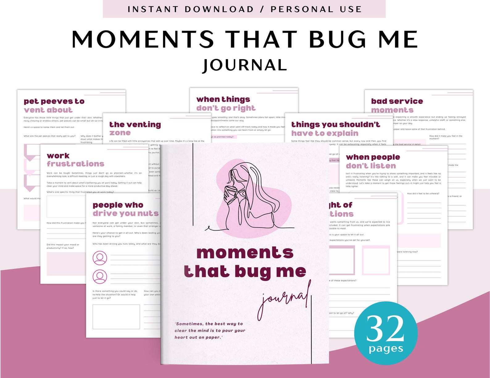 Moments That Bug Me Journal for Personal Use | PDF Printable and ...