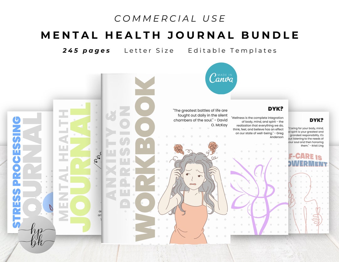 Mental Health Journal Bundle for Commercial Use Printable Journal and ...