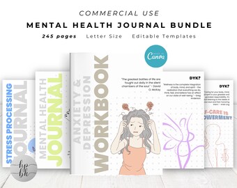 Mental Health Journal Bundle for Commercial Use Printable Journal and ...