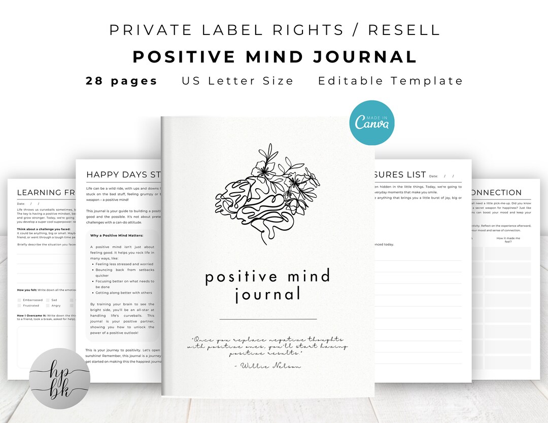 PLR / Resell Positive Mind Journal for Commercial Use, Printable and ...
