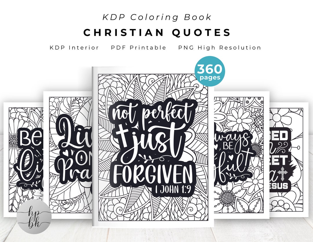 Christian Quotes Coloring Book Bundle Printable for KDP Interior, Bible ...