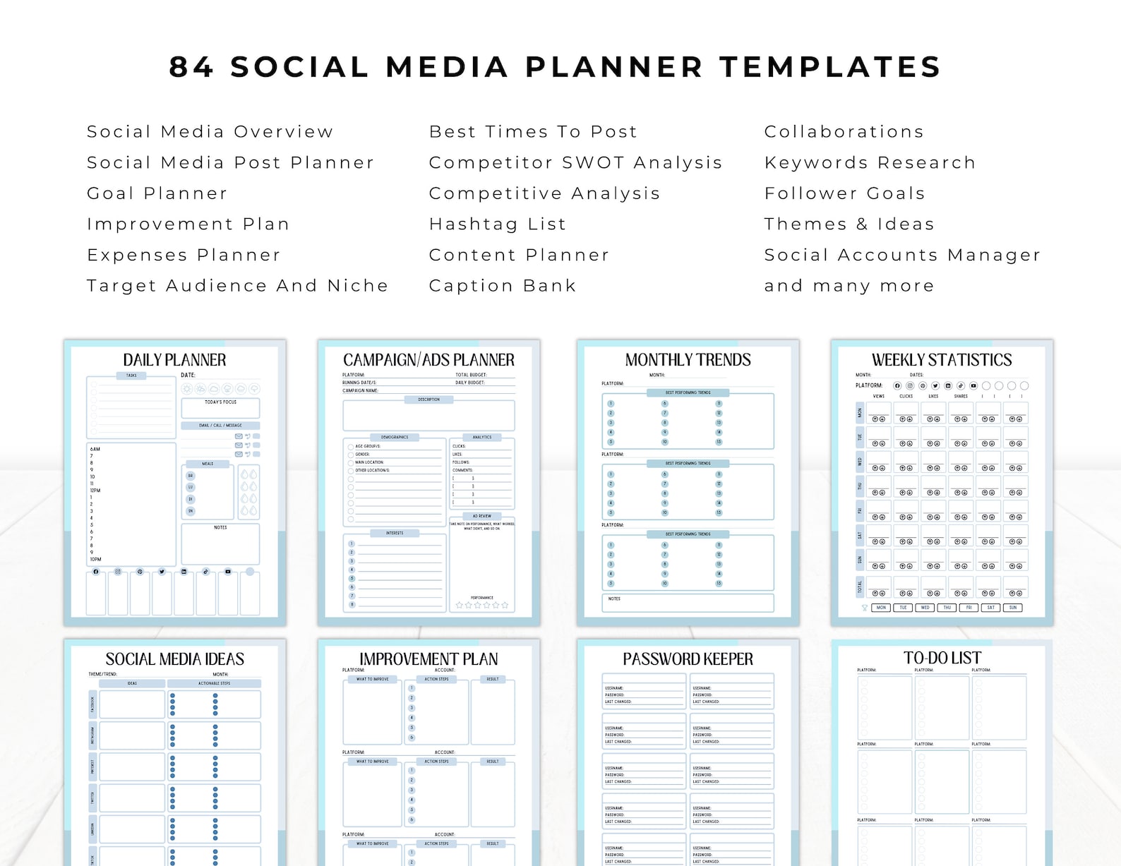 Social Media Planner Printable, Social Media Manager Creative Planner ...