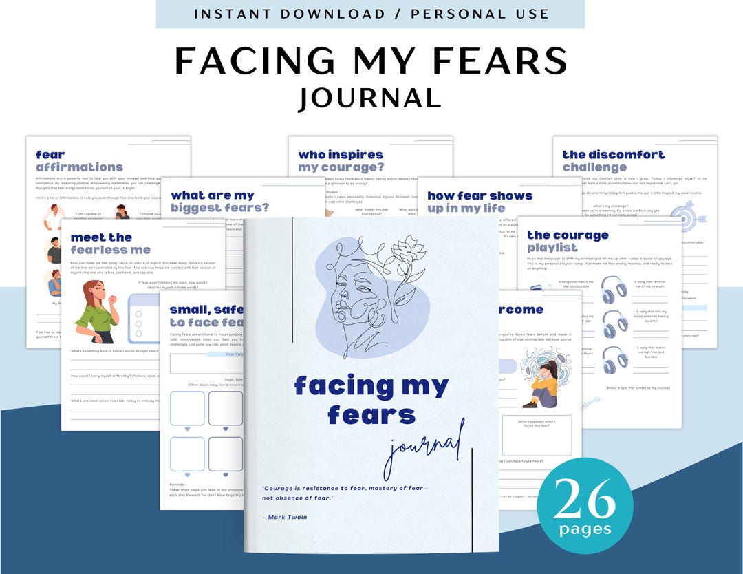 Facing My Fears Journal for Personal Use | PDF Printable and Digital ...