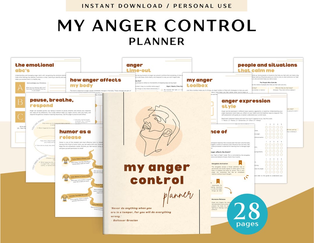 My Anger Control Planner for Personal Use | PDF Printable and Digital ...