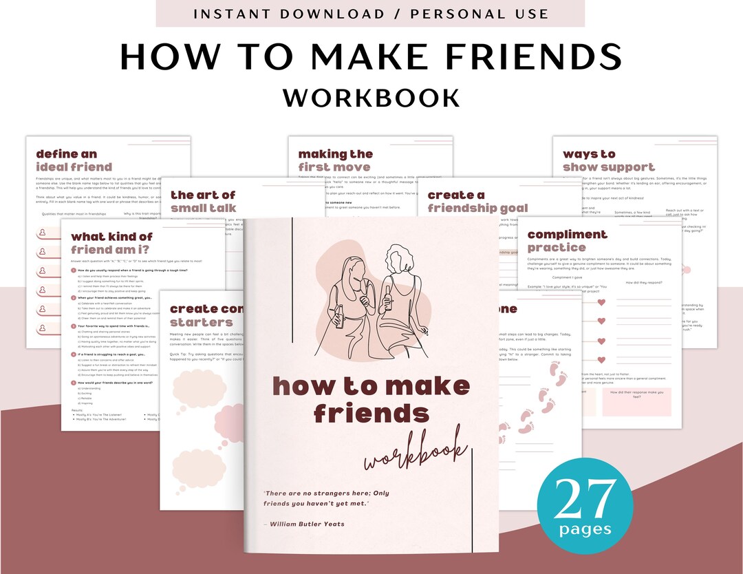 How to Make Friends Workbook for Personal Use | PDF Printable and ...