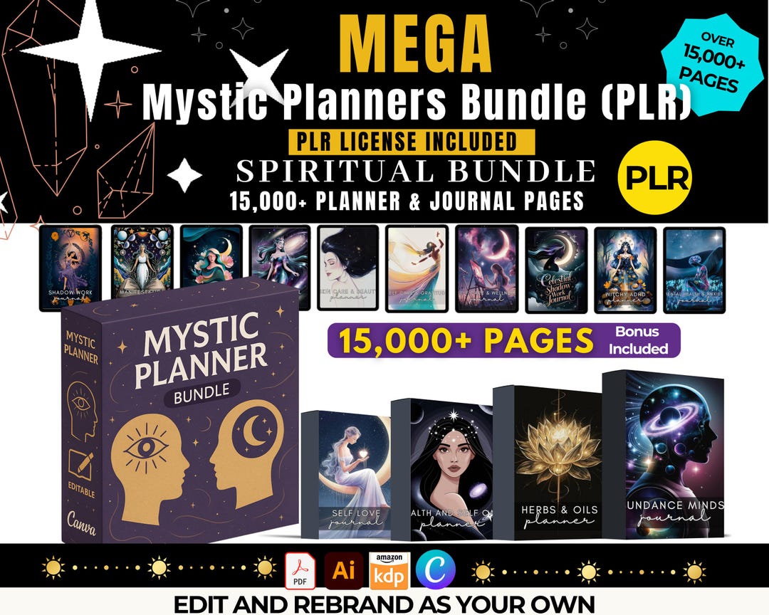 PLR Spirituality Bundle Mystic Planner Journal, Shadow Work, Feminine ...