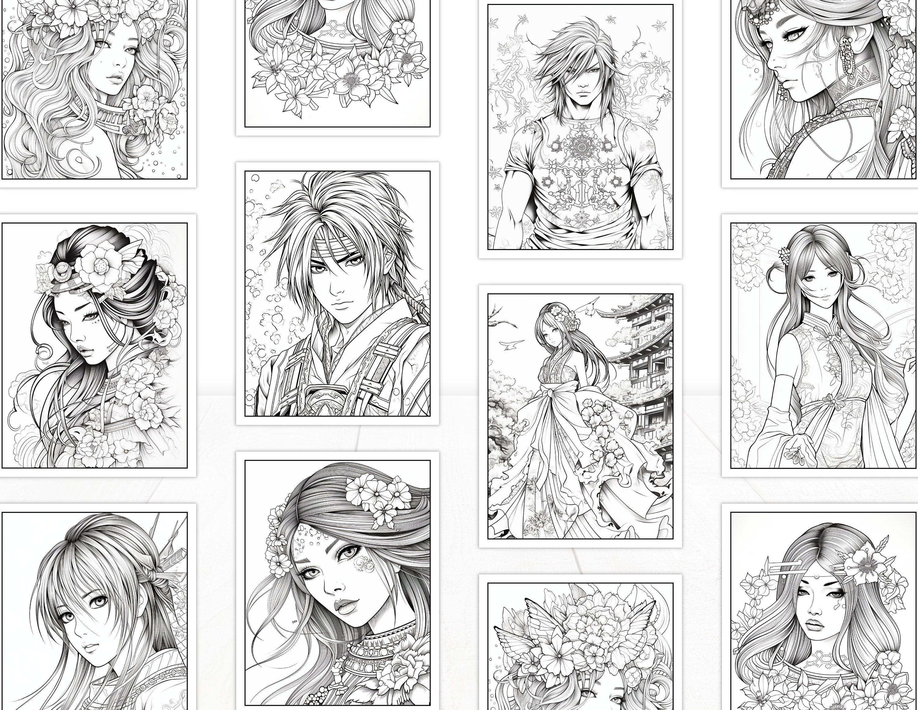 Japanese Anime Coloring Book for Adult KDP INTERIOR, Manga Printable ...