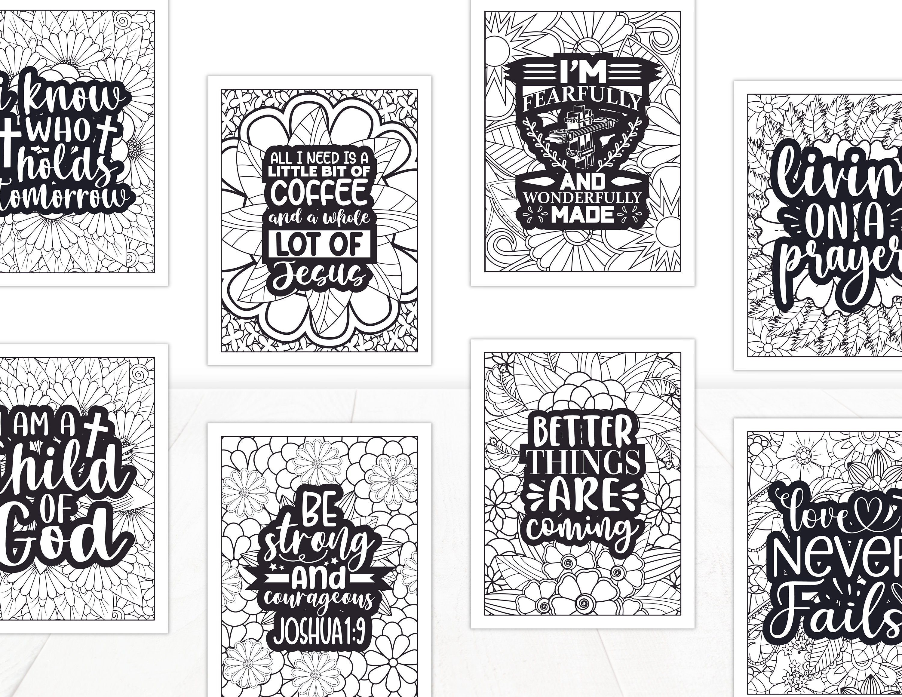 Christian Quotes Coloring Book Bundle Printable for KDP Interior, Bible ...
