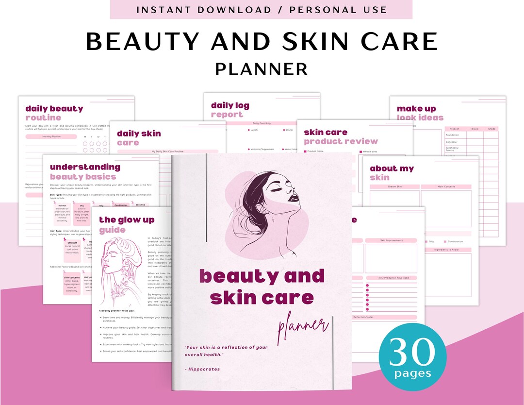 Beauty and Skin Care Planner for Personal Use | PDF Printable and ...