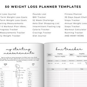Weight Loss Planner Printable Minimalist, Weight Loss Tracker, Journal ...
