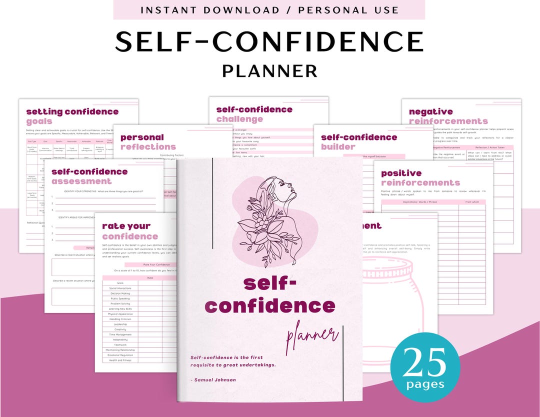 Self-confidence Planner for Personal Use | PDF Printable and Digital ...