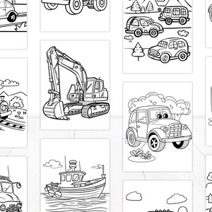 Easy Vehicle Coloring Pages for Kids Printable for KDP Interior, Cute ...