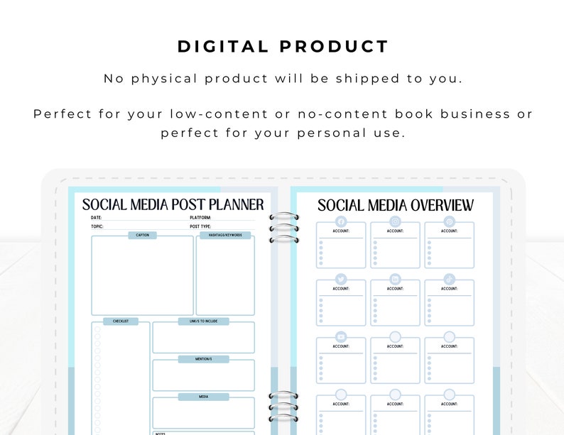 Social Media Planner Printable, Social Media Manager Creative Planner ...