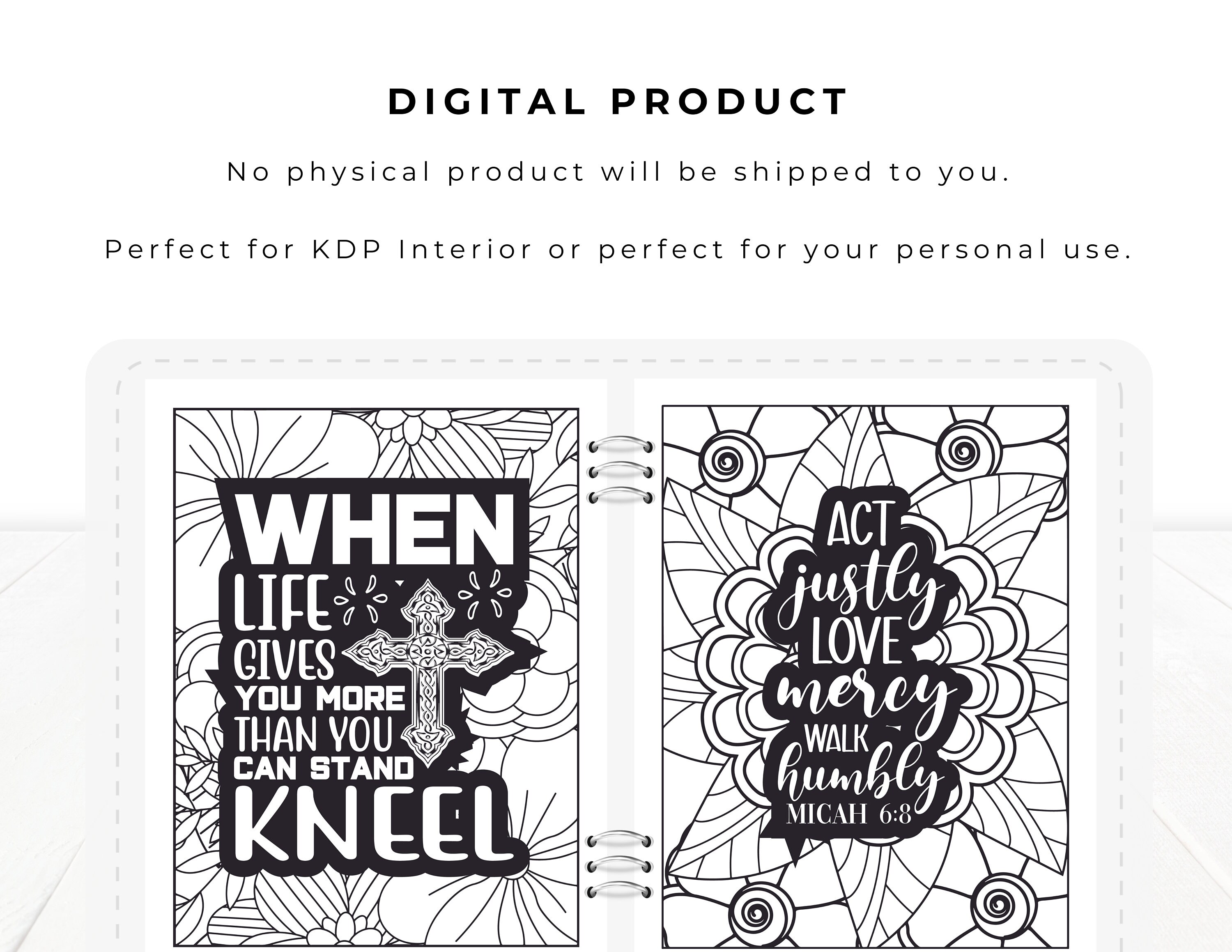 Christian Quotes Coloring Book Bundle Printable for KDP Interior, Bible ...