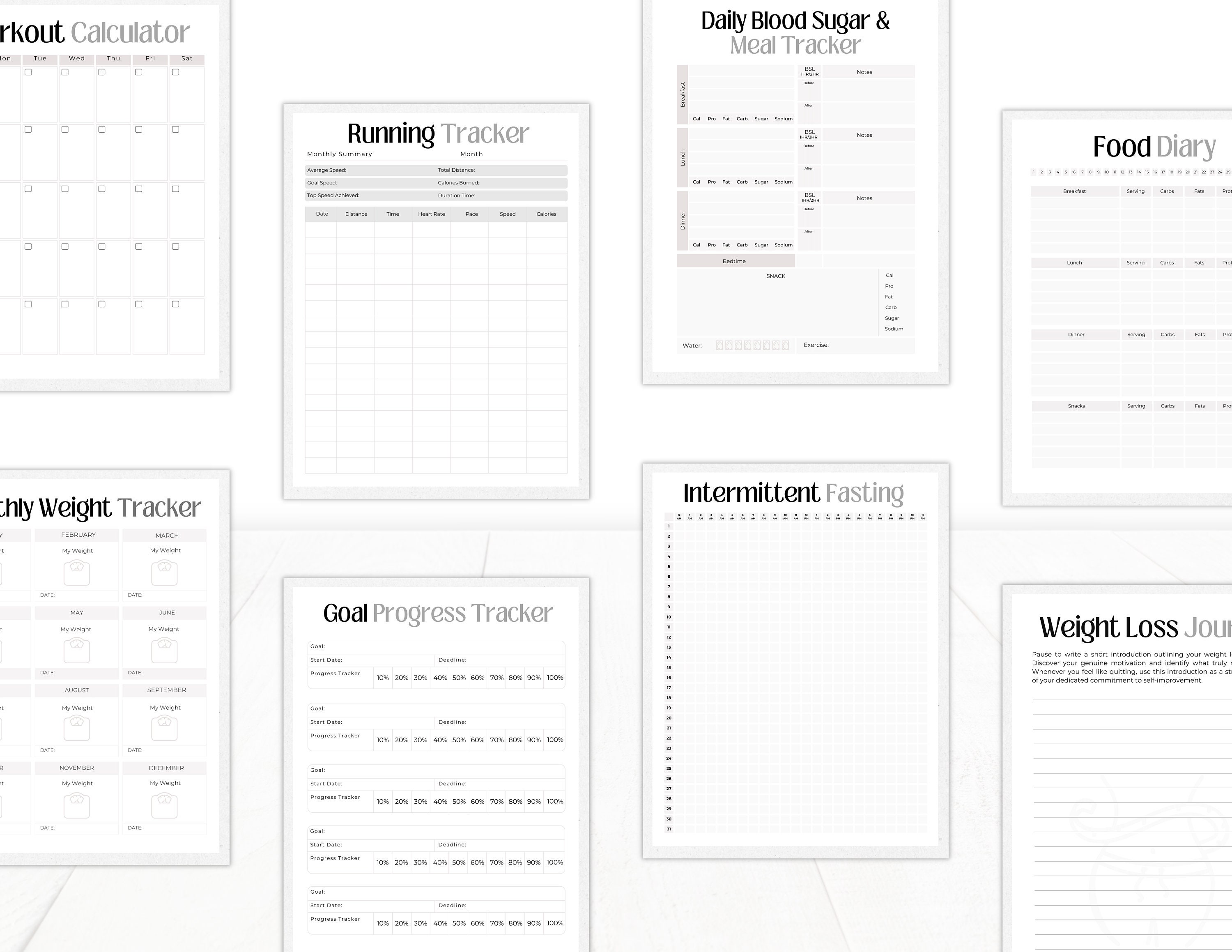 Weight Loss Planner for KDP Interior Printable Journal and Editable ...