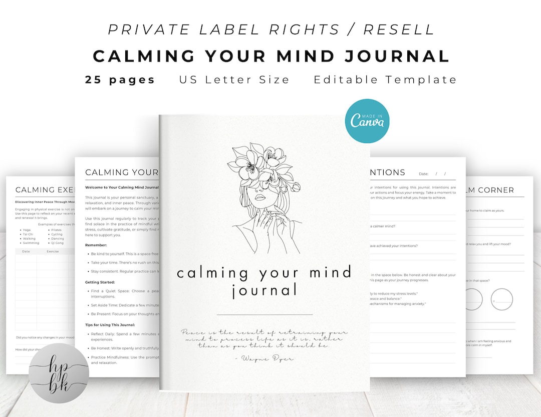 PLR / Resell Calming Your Mind Journal for Commercial Use, Printable ...