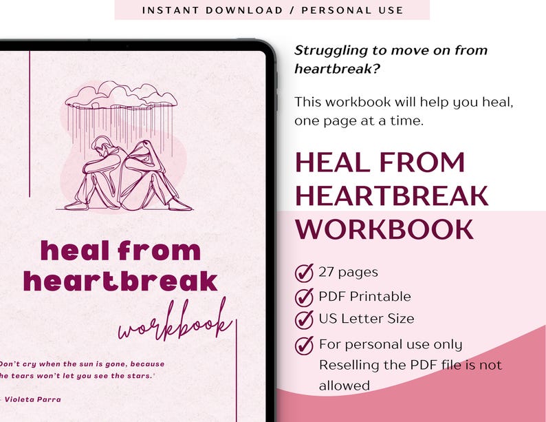 Heal From Heartbreak Workbook for Personal Use | PDF Printable and ...