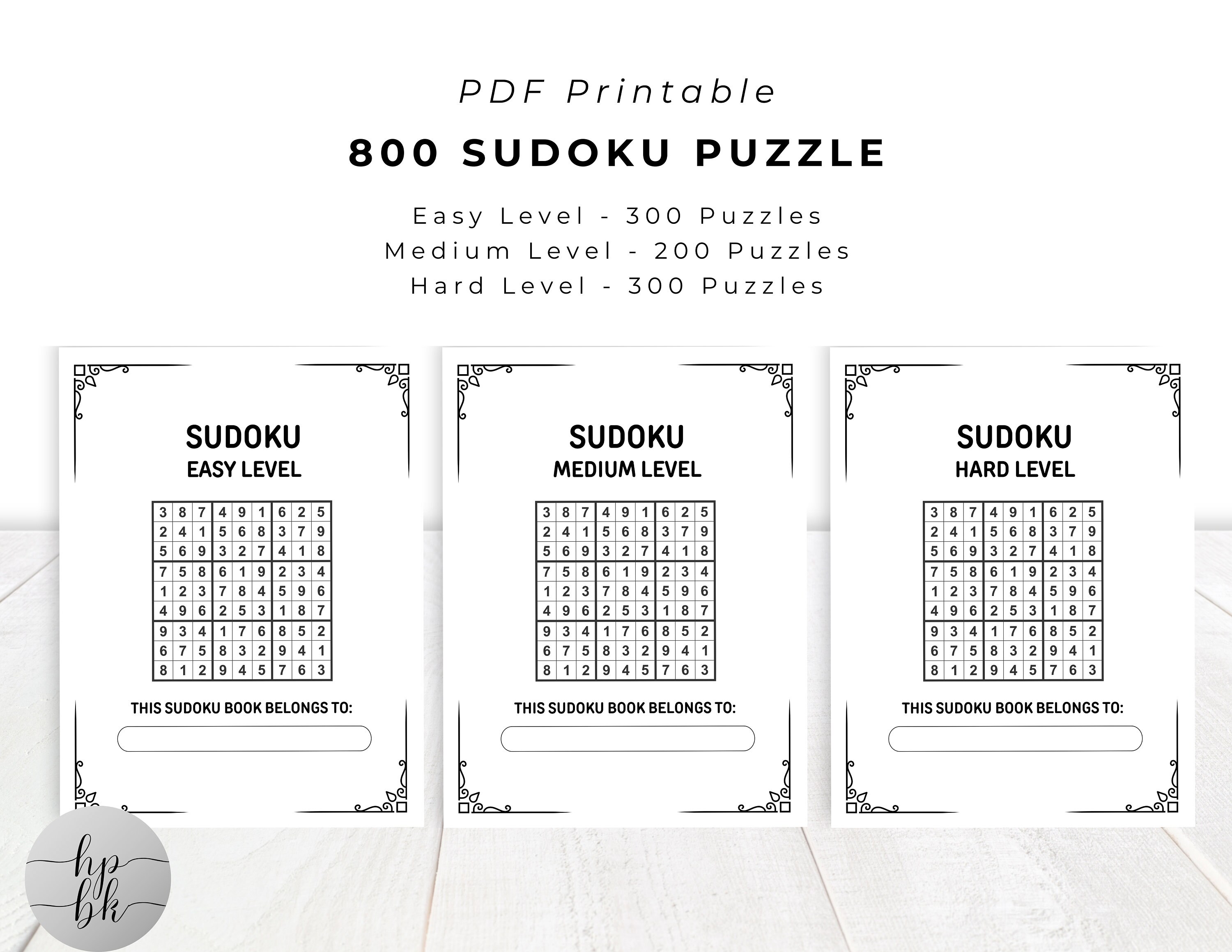 800 Sudoku Printable Puzzle Book Activity Game Bundle With Solution ...