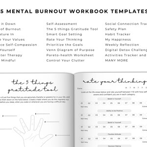 Mental Burnout Workbook Printable Minimalist, Wellness Journal, Coping ...