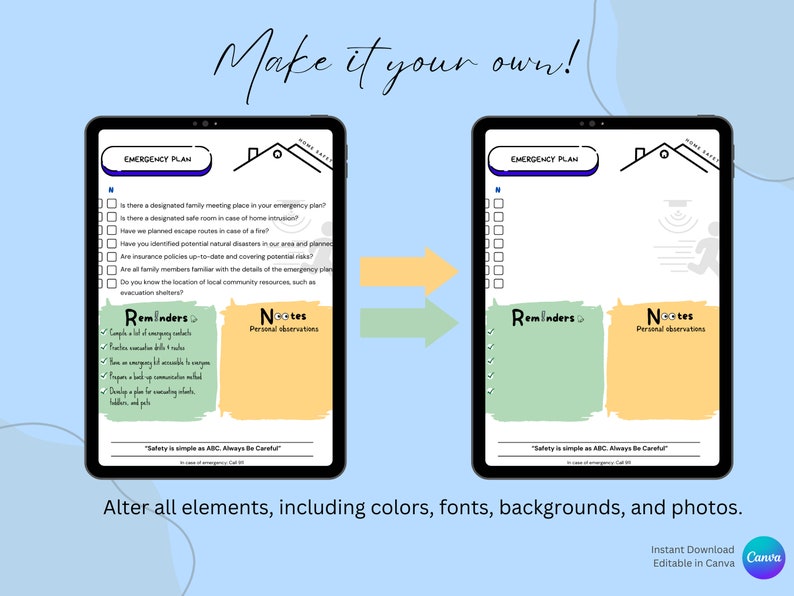 Home Safety Checklist Template Home Safety Planning for Adults Home ...